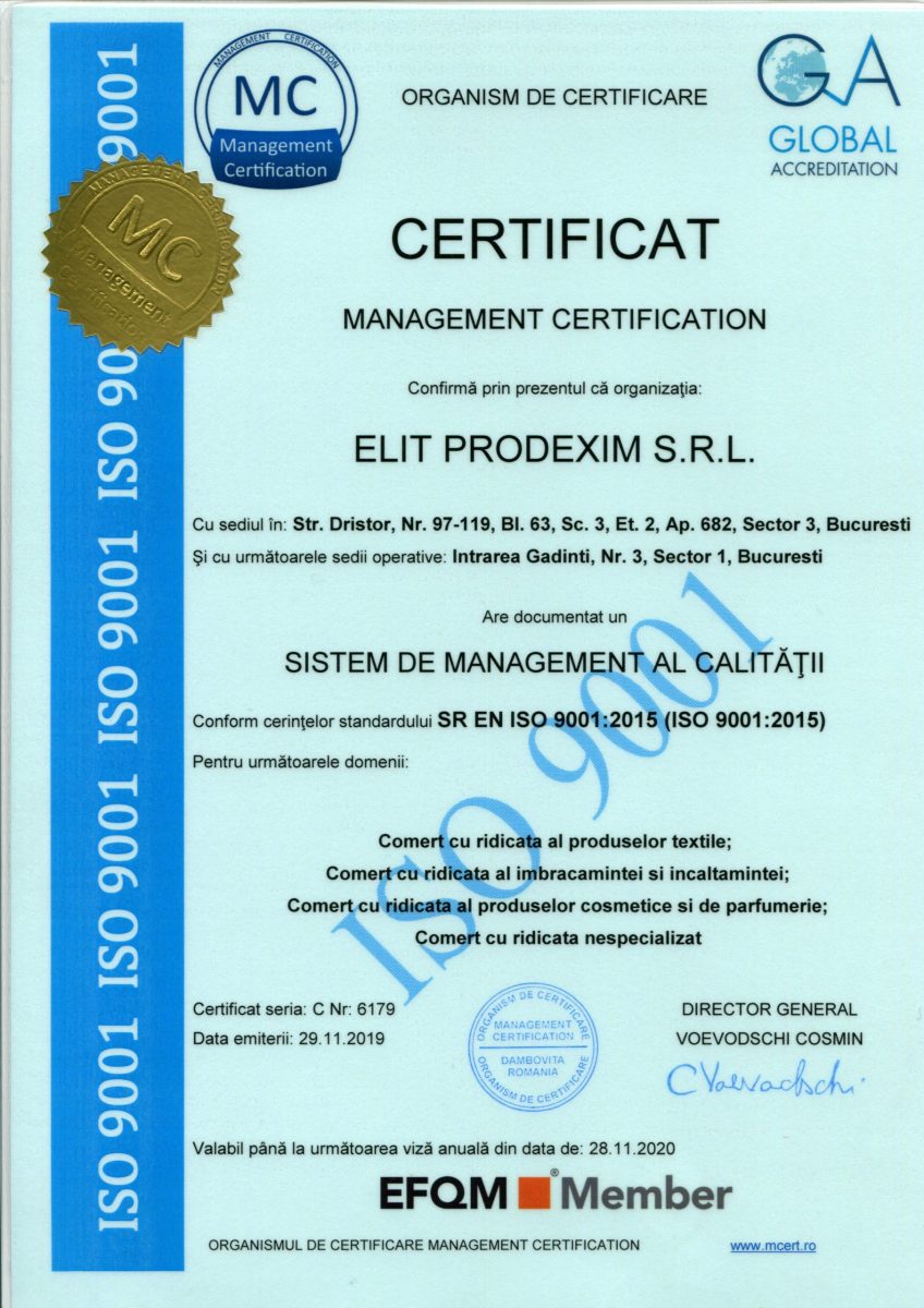 Certificare ISO 9001 • Accacia-The Hotel Supply Company